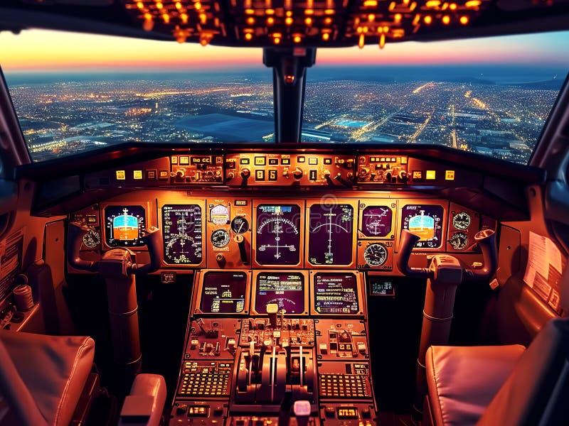 Airplane cockpit stock illustration. Illustration of panel - 277665649