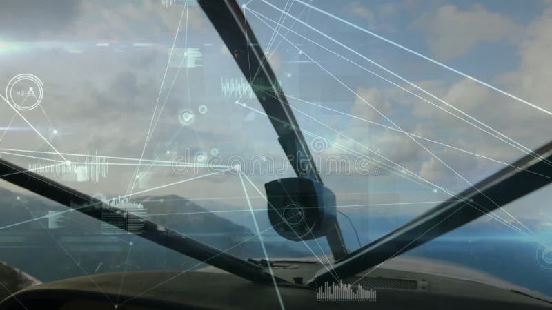 Airplane with Data Processing and Navigation Animation Over Aircraft ...