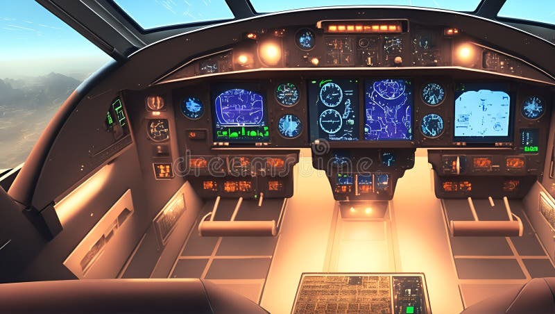 Airplane Cockpit Pilot View Created with Generative Ai Stock ...
