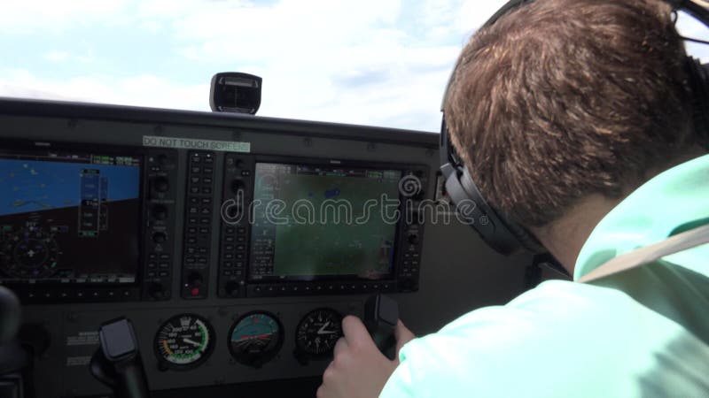 Airplane Cockpit with Flying Command on Control Panel Stock Video ...