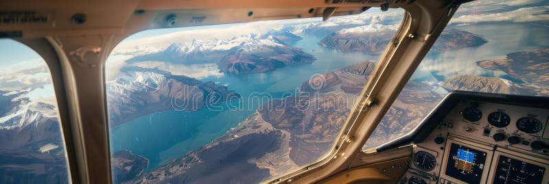 Airplane Cockpit Scene Featuring Flight Computer Displaying World Map ...