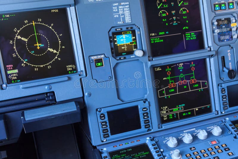 Airbus A380 Cockpit stock image. Image of test, panel - 29669673