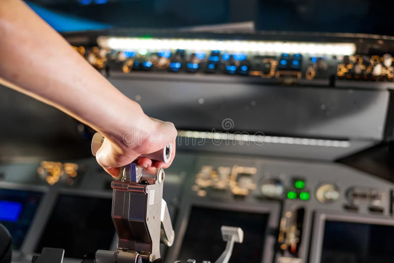 Thrust Levers in an Old Airplane`s Cockpit Stock Image - Image of ...