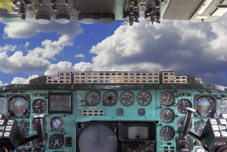Airplane Cockpit Tu-144. stock photo. Image of safety - 33666104