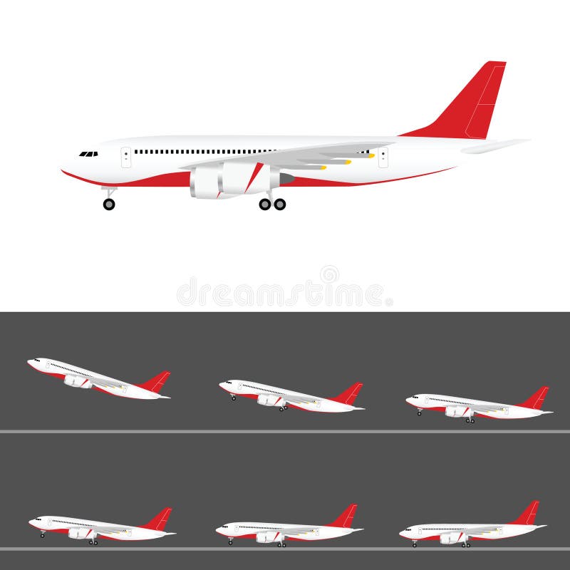 Airplane with Two Motors Set Illustration Stock Vector - Illustration ...