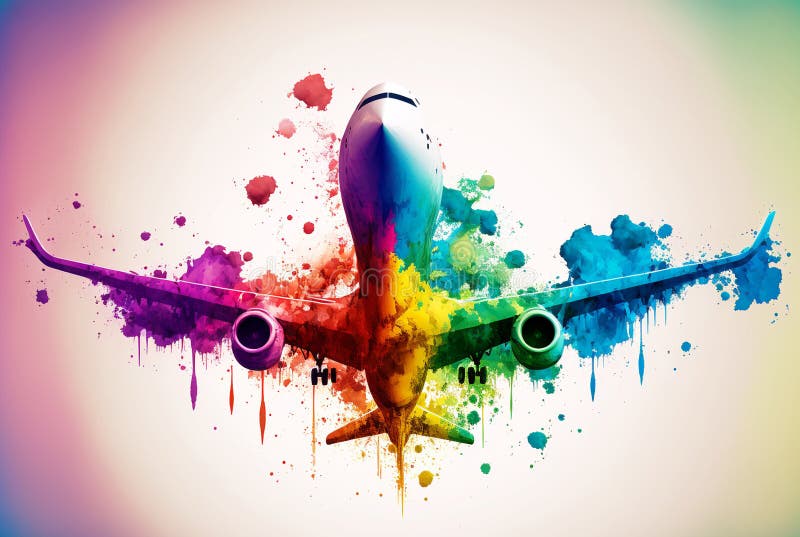 An Airplane with Colors of Positive Emotions, Abstract Color Spectacle ...