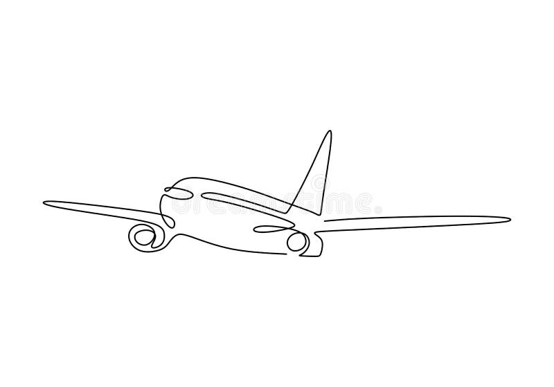 Airplane Continuous One Line Drawing Minimal Design. Vector Minimalism ...