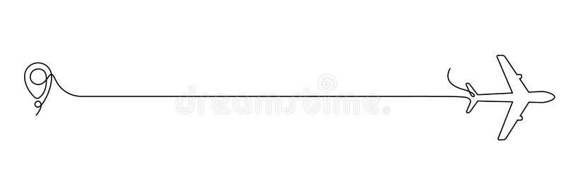 Airplane Continuous Line Drawing with Map Pin Pointer Stock ...
