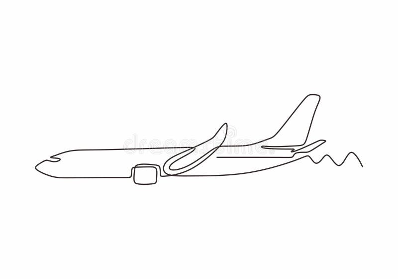 Airplane Continuous Line Sketch. Vector One Hand Drawn Minimalism Stock ...