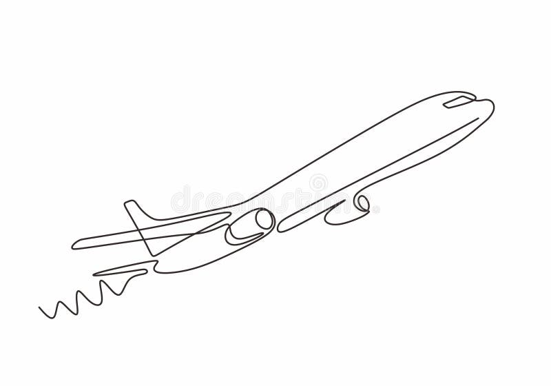 Airplane Continuous Line Sketch. Vector One Hand Drawn Minimalism ...