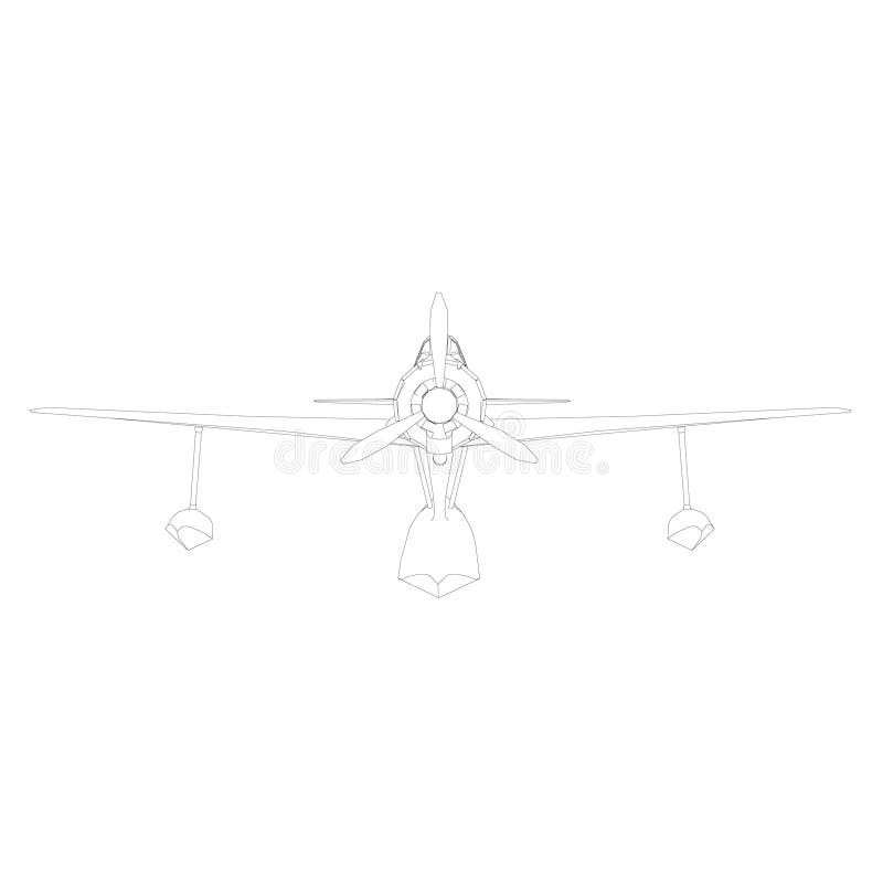 Airplane Contour for Landing on Water. View from Above Stock Vector ...