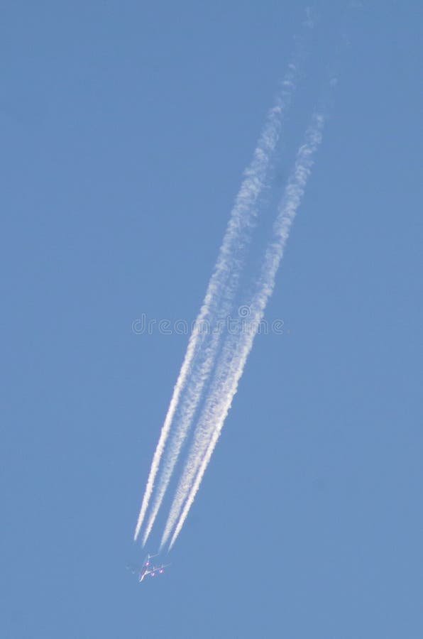 4 airplane contrails stock photo. Image of flight, trace - 127072750