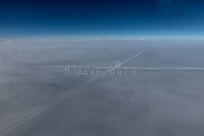 Airplane Contrails Seen from Abo Stock Photo - Image of atmosphere ...