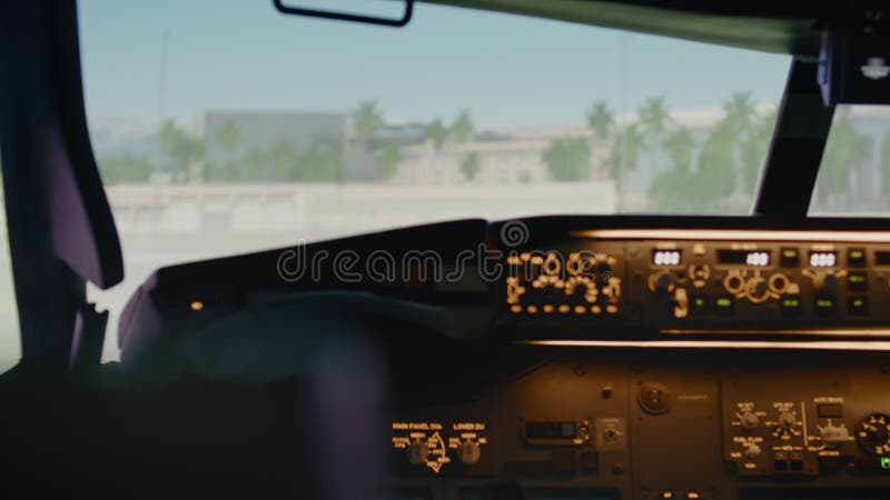 Airplane Cockpit with Flying Command on Control Panel Stock Video ...