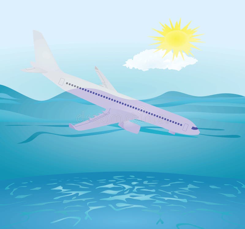 Plane Crash In Water Drawing