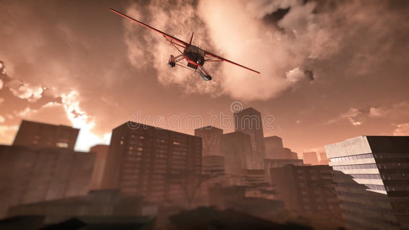 Airplane Crashing in Skyscraper City. Stock Image - Image of disaster ...