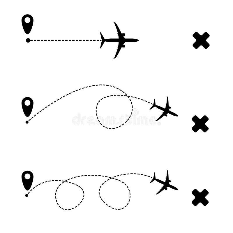 Airplane Dash Line Flight Route Stock Illustration - Illustration of ...