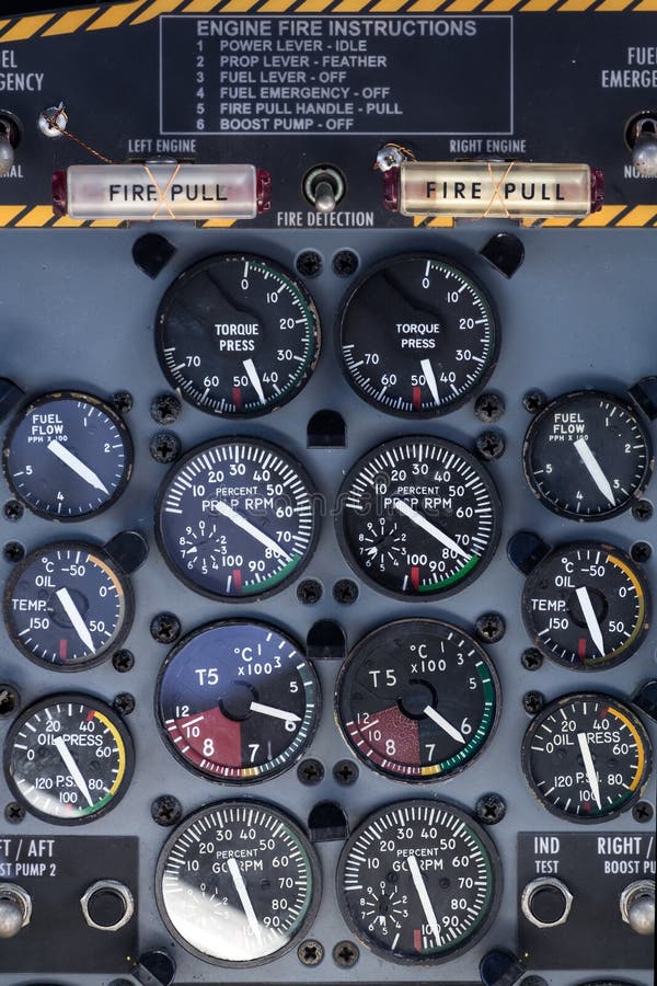 Airplane Dashboard with Circular Instruments Stock Photo - Image of ...