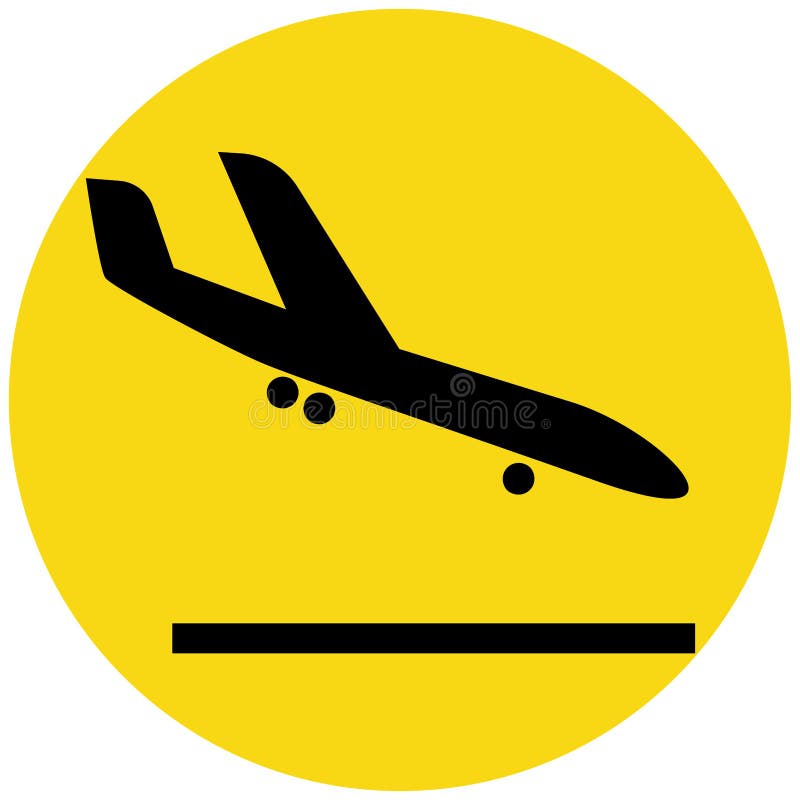 Landing Plane on the Runway at the Airport, Traffic Sign of Airport ...