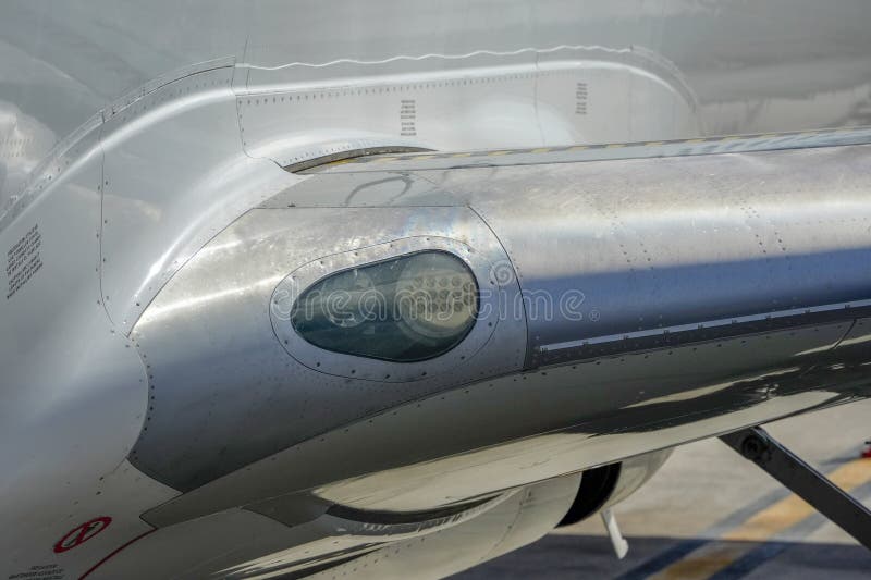 Airplane Detail of Wing Lights Stock Photo - Image of aeroplane, cabin ...