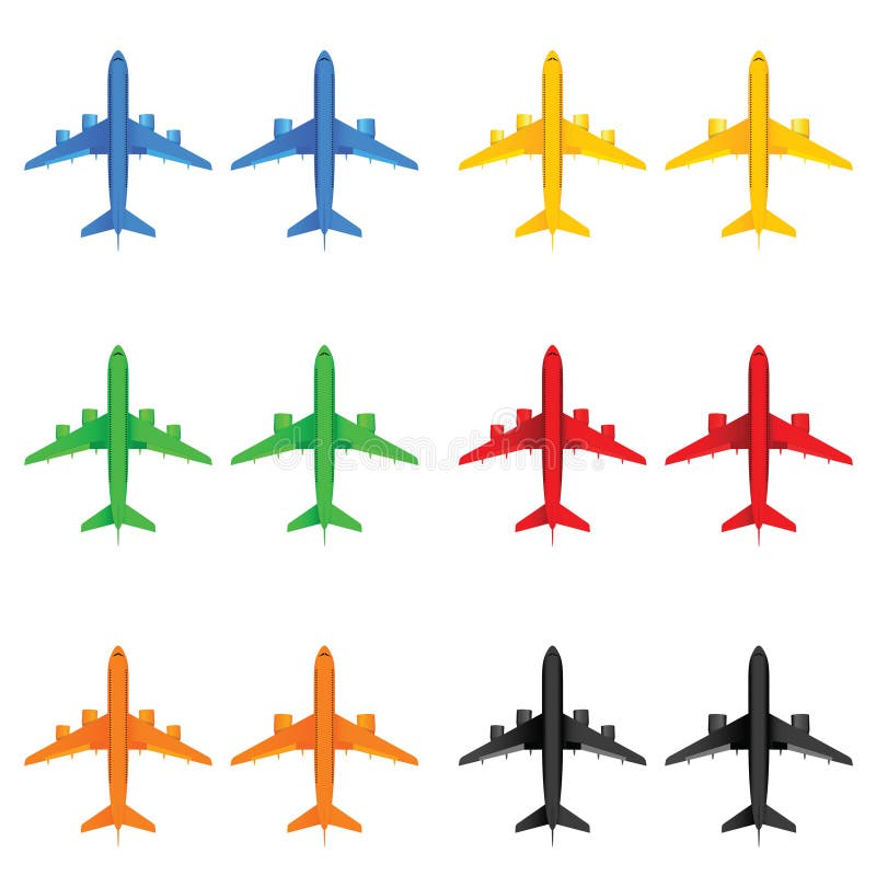Airplane in Different Color Vector Illustration Stock Vector ...