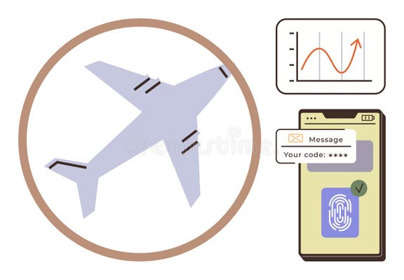 Airplane with Digital Security Interface and Data Analysis Chart for ...