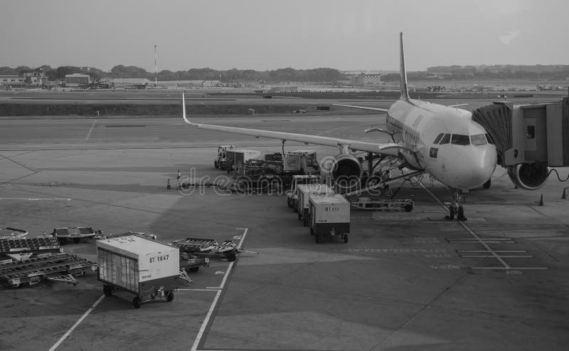 An Airplane Docking at the Airport in Danang, Vietnam Editorial ...