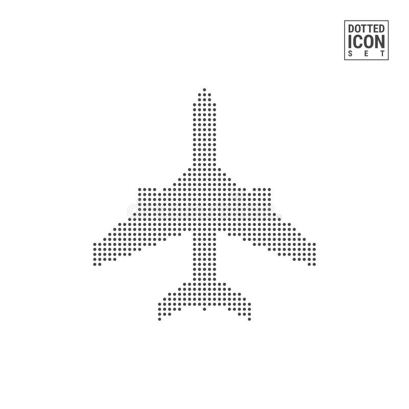 Airplane Dot Pattern Icon. Airplane Dotted Icon Isolated on White ...