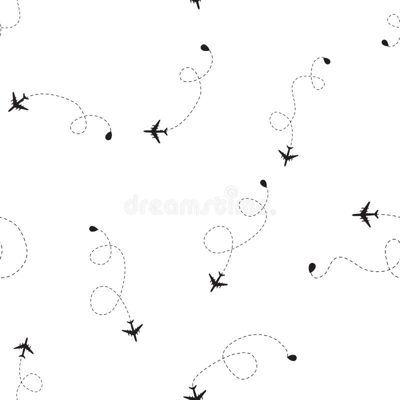 Airplane Dotted Flight Seamless Pattern Background. Vector Illustration ...