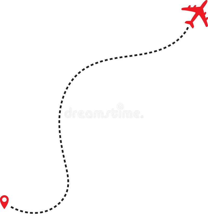 Airplane Dotted Line Path of Air Plane Flight Route with Start Point ...