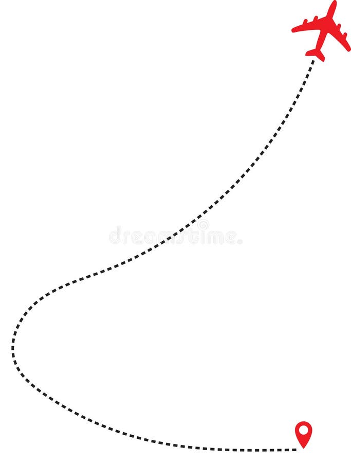 Airplane Dotted Line Path of Air Plane Flight Route with Start Point ...