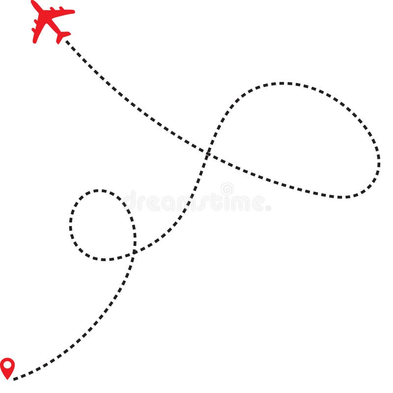 Airplane Dotted Line Path of Air Plane Flight Route with Start Point ...