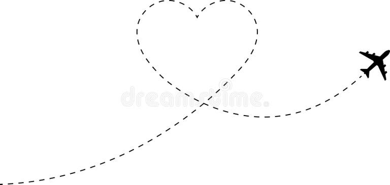 Airplane with Dotted Line Route. Flying Plane with Twisted, Curved ...