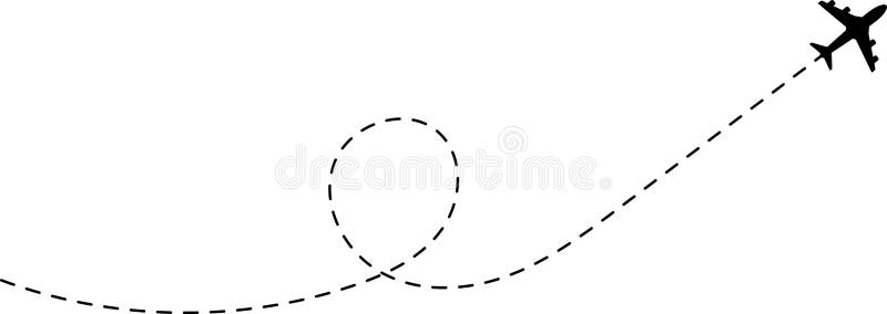 Airplane with Dotted Line Route. Flying Plane with Twisted, Curved ...