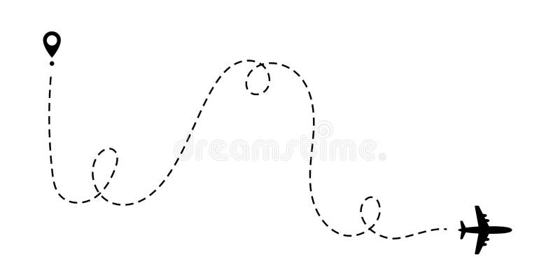 Airplane Track To Point. Line Way or Air Lines Path Stock Vector ...