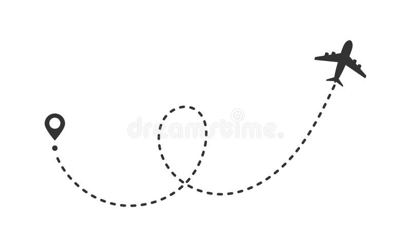 Airplane Dotted Path Tracking Vector Illustration Isolated on White ...