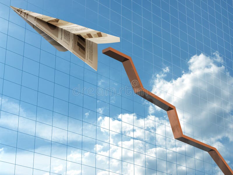 Airplane draws the graph stock illustration. Illustration of rising ...