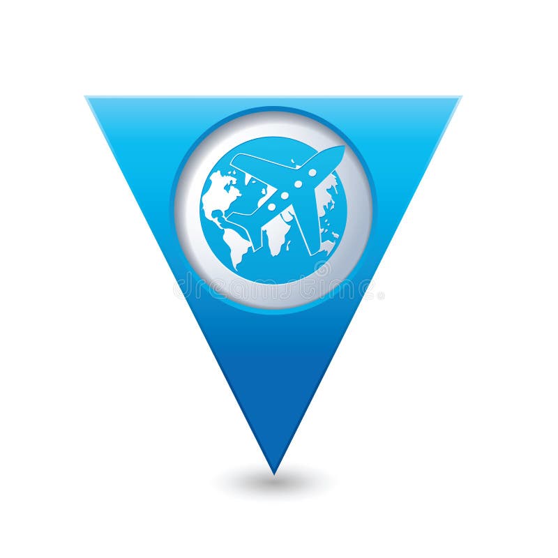 Airplane and Earth Globe Icon on the Map Pointer Stock Vector ...
