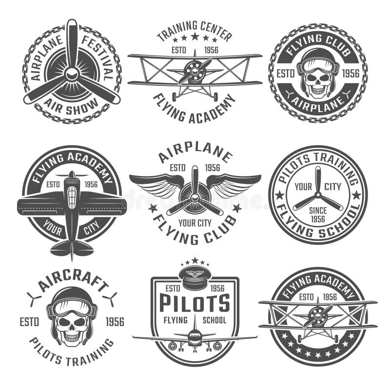 Airplane Emblem Set stock vector. Illustration of button - 73010043