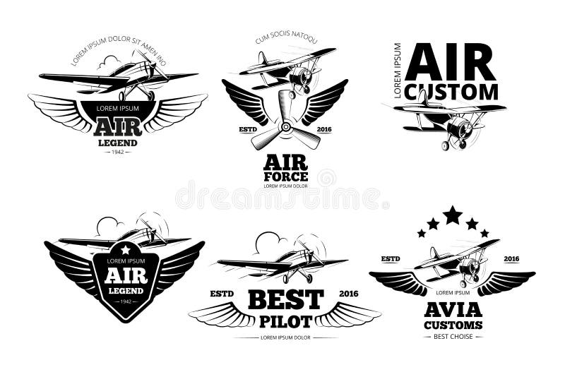 Airplane Emblems Vector Labels Stock Vector - Illustration of airplane ...
