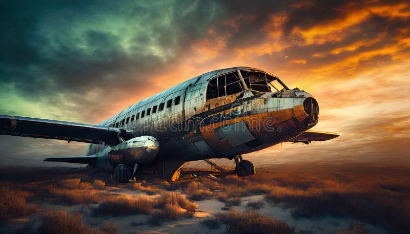 Eerily Realistic Abandoned Plane in Detailed Hd Cabincore Style Stock ...