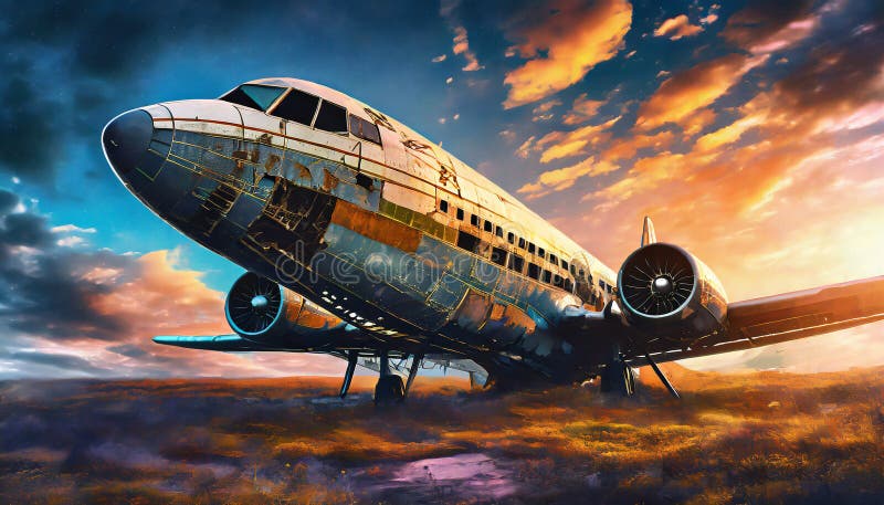 Eerily Realistic Abandoned Plane in Detailed Hd Cabincore Style Stock ...
