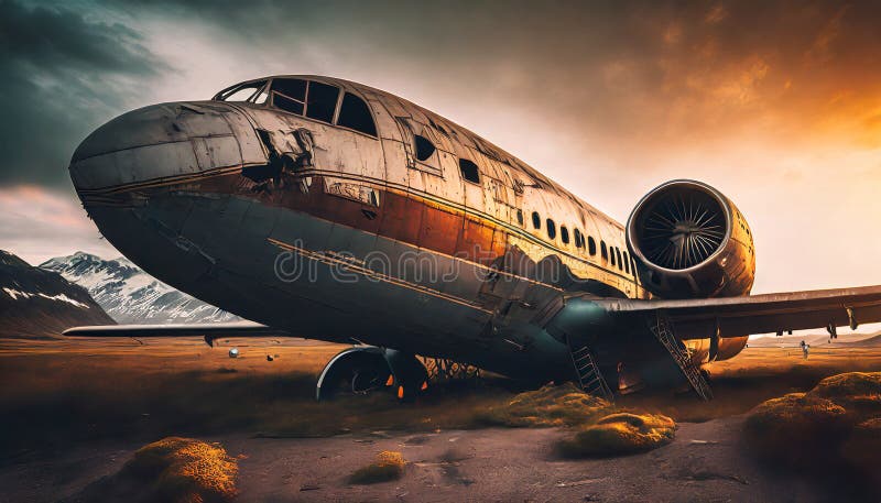 Eerily Realistic Abandoned Plane in Detailed Hd Cabincore Style Stock ...