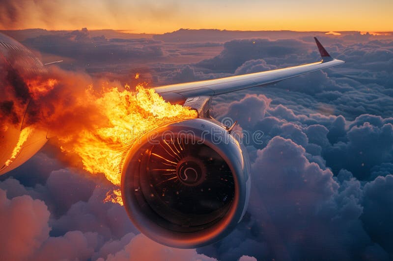 Airplane Engine Fire stock illustration. Illustration of rescue - 331328915
