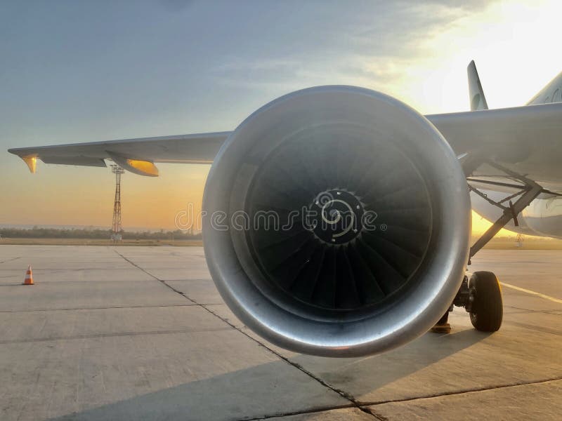 Airplane engine stock photo. Image of view, runway, front - 161890376