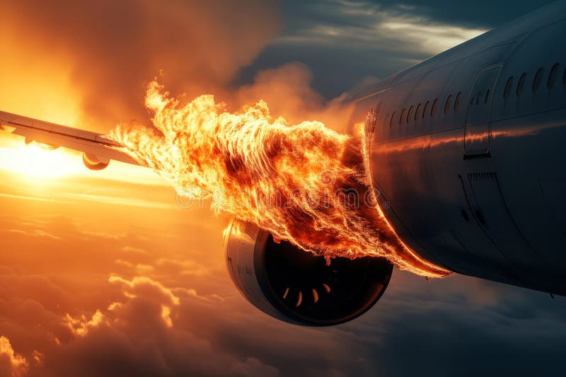An Airplane Engine Malfunctioned during Flight, Causing a Fire To Start ...