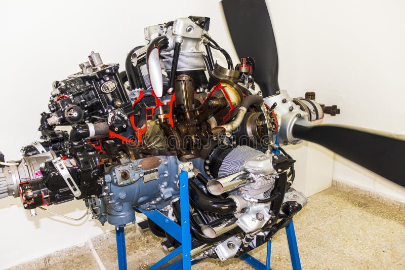 Airplane Engine with Propeller on Display of the Aviation Museum ...