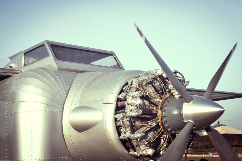 Airplane Engine and Propeller Stock Image - Image of retro, fuselage ...