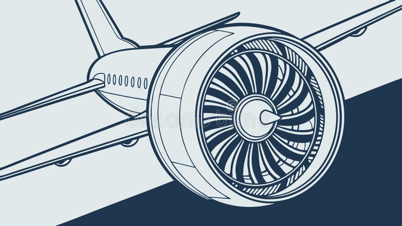 Airplane Engine on Wing, Aviation Technology, Flight Power, Vector Design Generative AI Stock ...