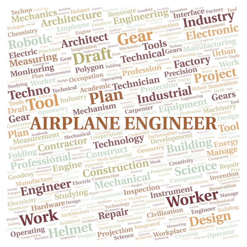 Airplane Engineer Typography Word Cloud Create with the Text only Stock ...